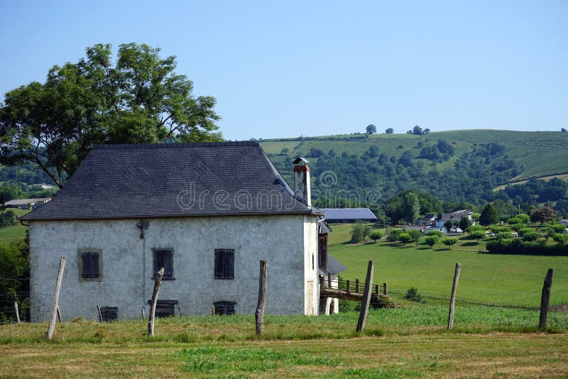 Farm house stock image. Image of chimney, hill, fence - 65018987