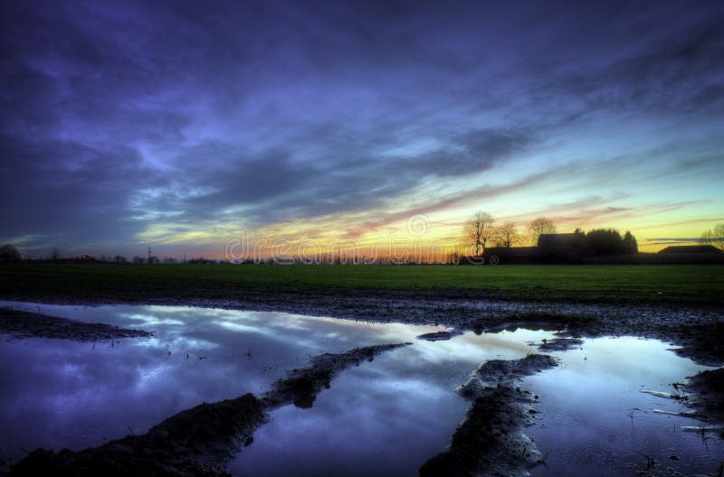 Farm house and puddle stock image. Image of farmhouse - 25224901