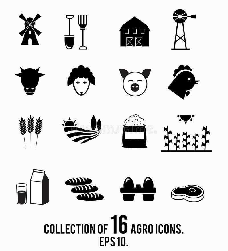 Agro and Bio Icons Template for Your Logo. Black and White Vector Stock ...