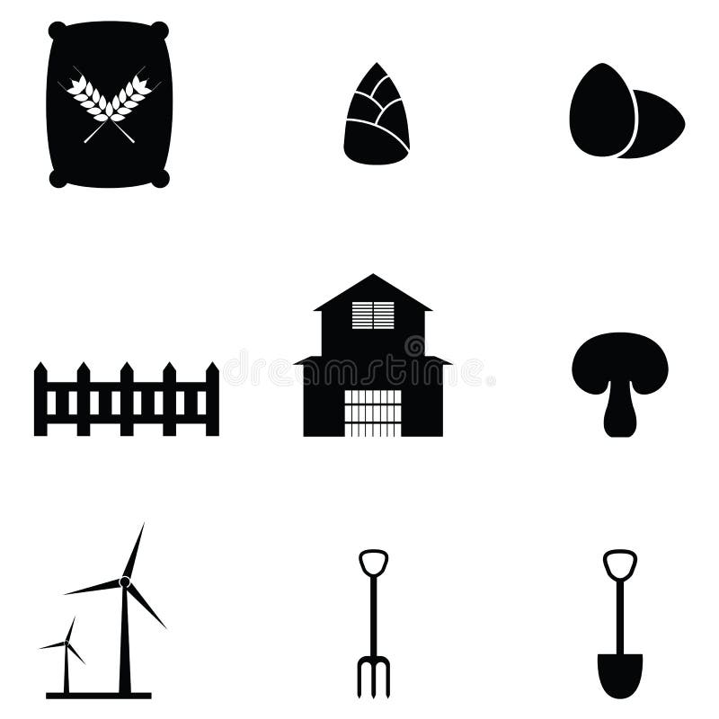 Farm icon set stock vector. Illustration of field, nature - 102208823