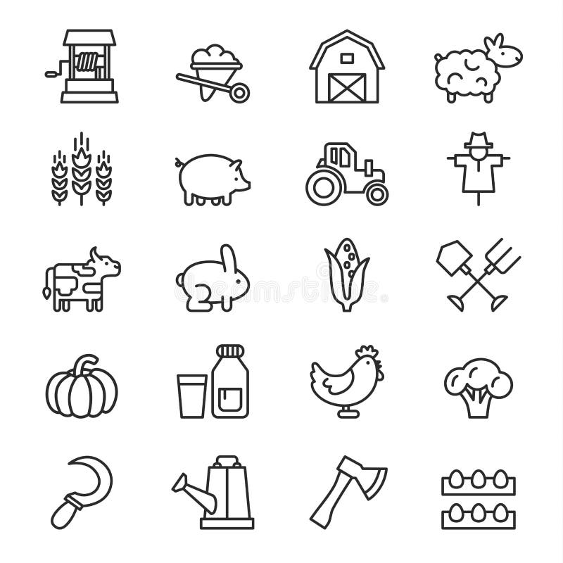 Agriculture and Farming Icons Stock Vector - Illustration of field ...