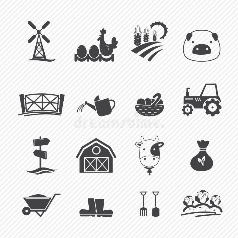 Agriculture and Farming Icons Stock Vector - Illustration of field ...