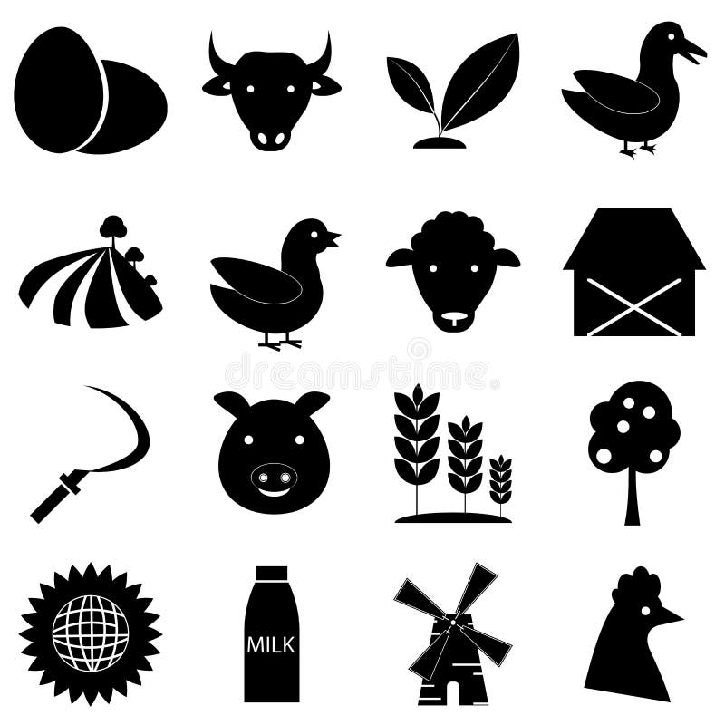 Farm Icons Set, Simple Style Stock Vector - Illustration of farm, goose ...