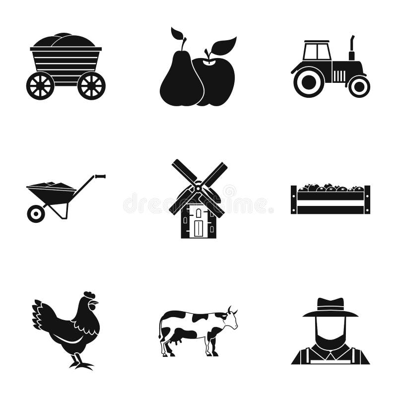 Farm Icons Set, Simple Style Stock Vector - Illustration of farming ...