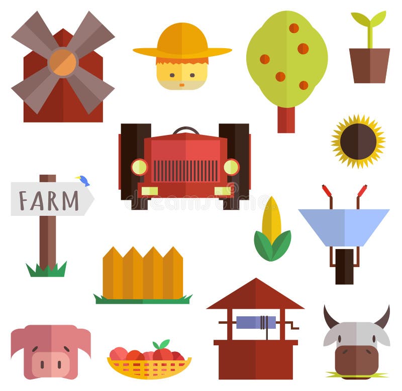 Farm icons set stock vector. Illustration of germ, organic - 66278463