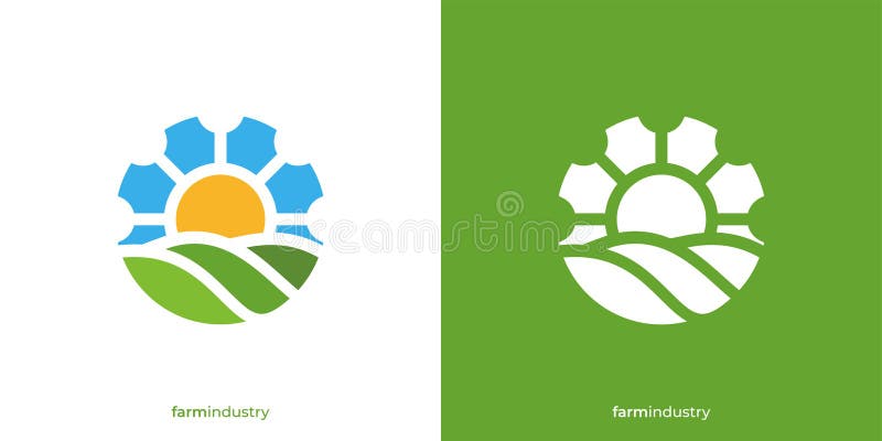 Simple Farm Industry Logo. Farm Land and Gear Graphic Icon Stock Vector ...