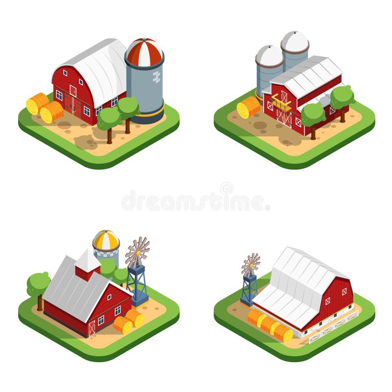 Farm Isometric Compositions Stock Vector - Illustration of agronomy ...