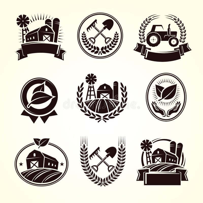 Farm Labels and Elements Set. Collection Icon Farm Stock Vector ...