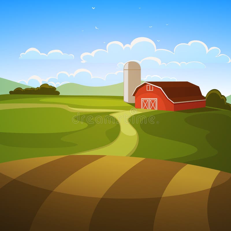 Morning on the Farm stock illustration. Illustration of silo - 2997606