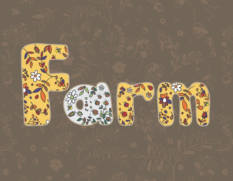 Farm Lettering. Pattern of Flowers and Herbs Stock Vector ...