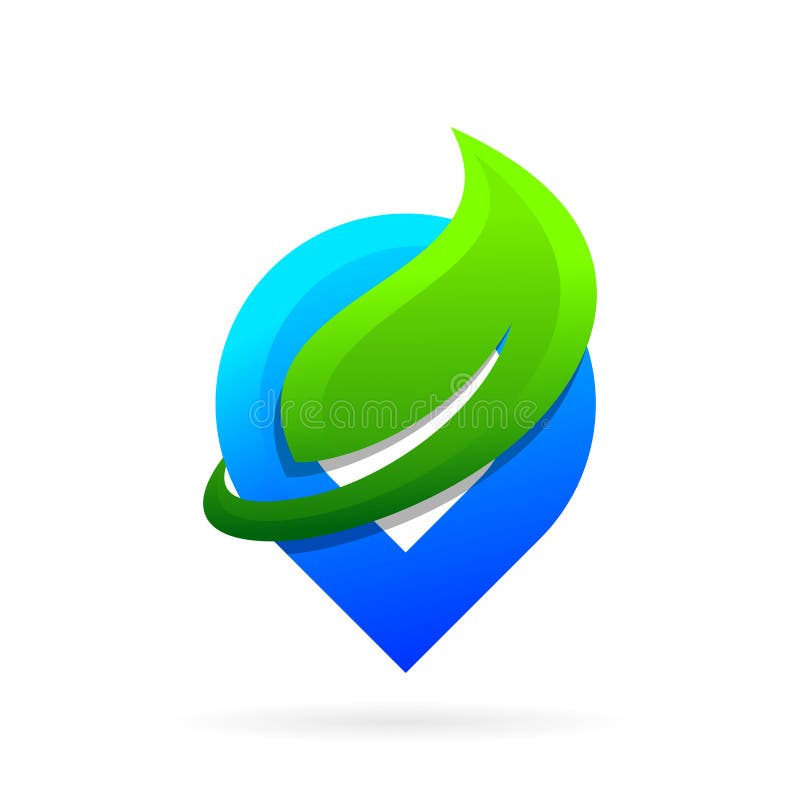 Leaf Logo Forming Map Location Symbol Stock Vector - Illustration of ...