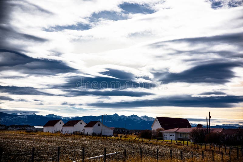 Farm in Montana on a Cloudy Day Stock Image - Image of building ...