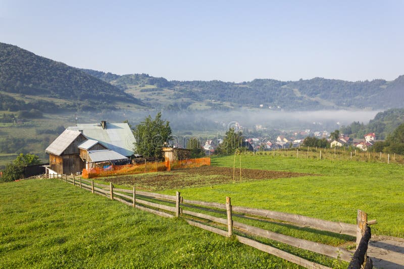 Farm in the Mountains, Poland Stock Image - Image of meadow, mountain ...