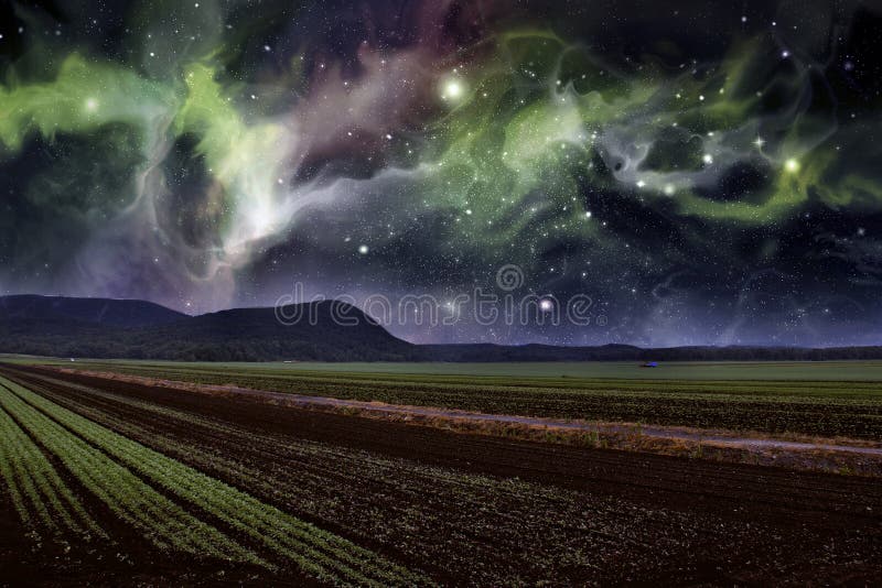 Farm Night Starscape stock image. Image of plasma, crops - 60306507