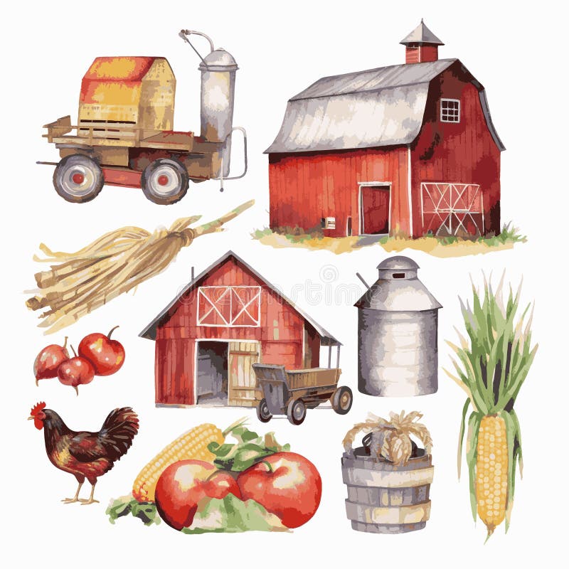 Various Items from the Farm.Instruments and Food Stock Vector ...