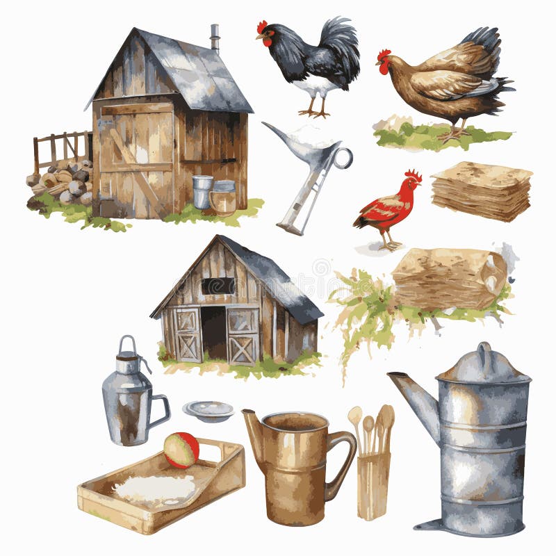 Various Items from the Farm.Instruments and Food Stock Vector ...