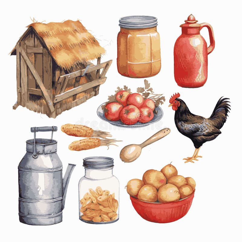 Various Items from the Farm.Instruments and Food Stock Vector ...