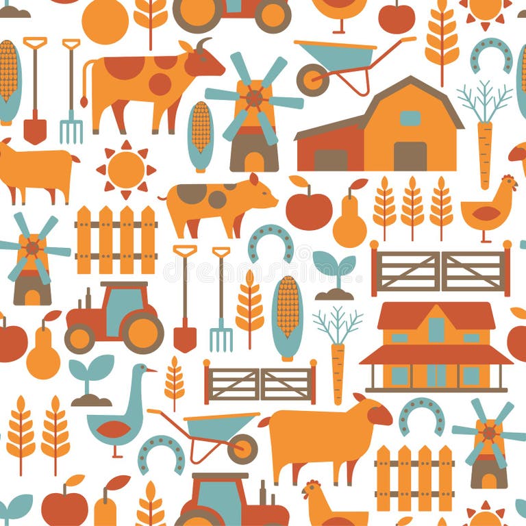 Farm pattern stock vector. Illustration of farmhouse - 31162830