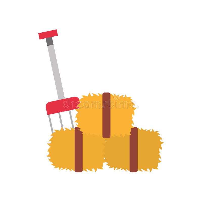 Farm Rake with Straw Blocks Stock Vector - Illustration of iron ...