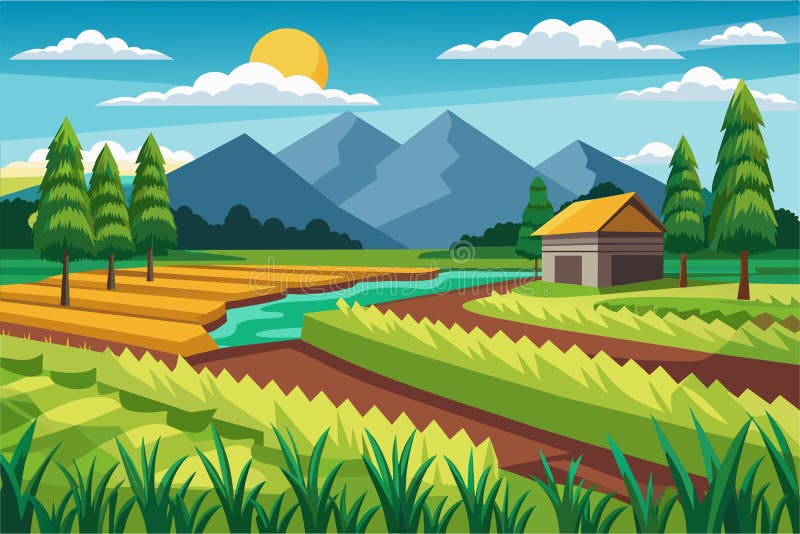 Farm River Scene Stock Illustrations – 3,264 Farm River Scene Stock ...