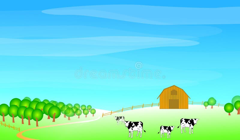 Farm scene illustration stock illustration. Illustration of barn - 625266