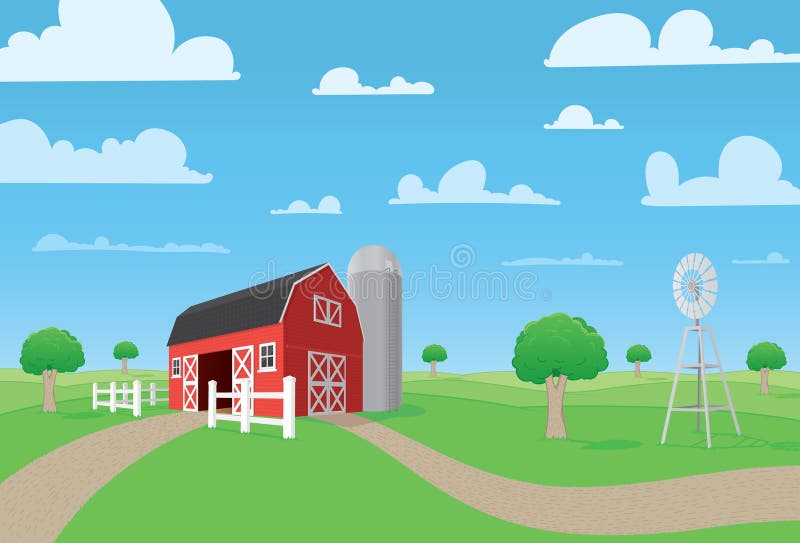 Red Farm Barn stock vector. Illustration of field, organic - 42383158
