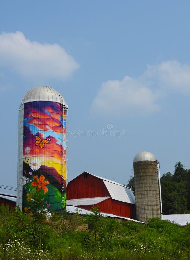 Colorful Farm Silo with Handpainted Nature Scene Found on Rt.79 in ...