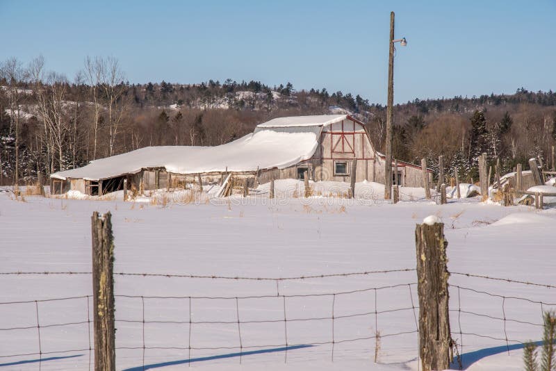 Farm in snow stock image. Image of freezing, farm, tree - 266712101