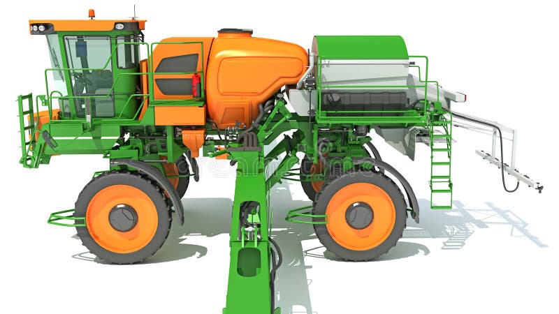 Farm Sprayer 3D Rendering on White Background Stock Illustration ...
