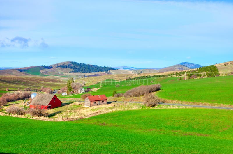 Farm stock image. Image of barn, hill, house, crop, alfalfa - 30435425