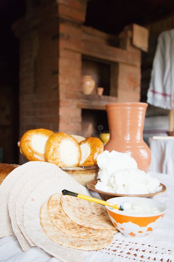 Farm-style meal on table stock photo. Image of inside - 16159480