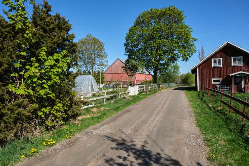 Farm on a Sunny Day in Spring in Skaraborg Sweden Stock Photo - Image ...
