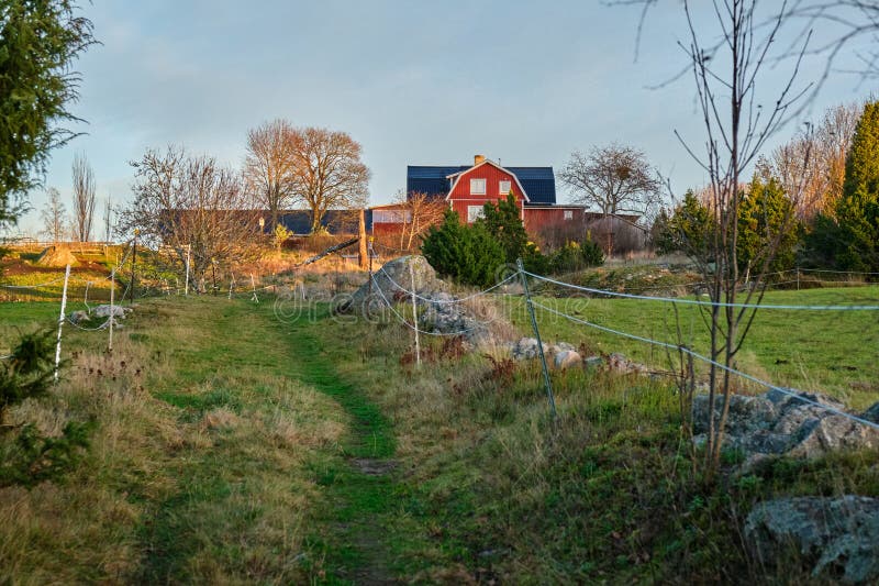 Farm on a Sunny Day in Spring in Skaraborg Sweden Stock Image - Image ...