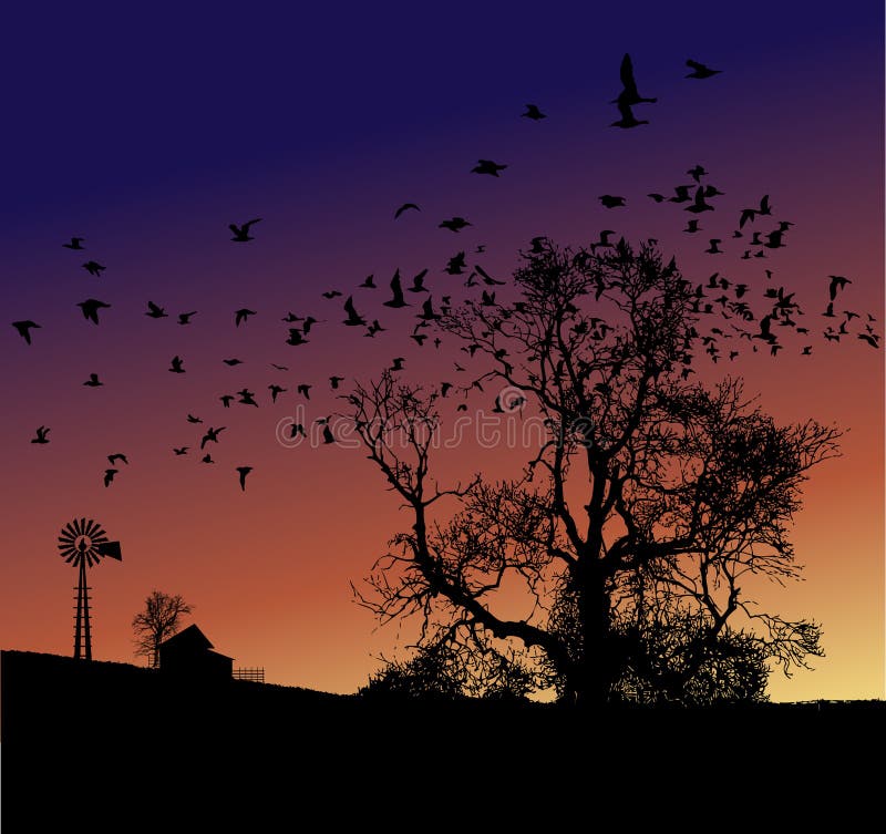 Evening Farm stock illustration. Illustration of background - 42744976