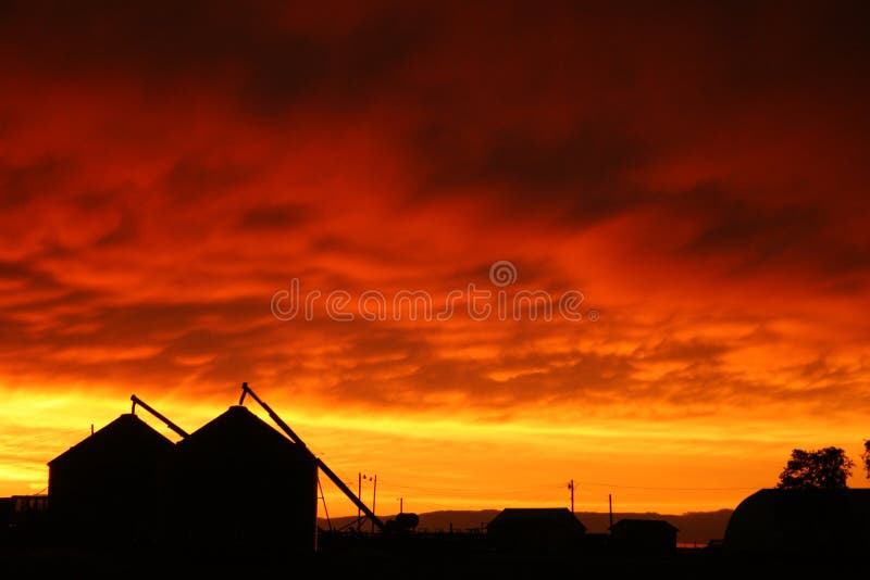 Farm Sunset stock photo. Image of farm, augur, barn, cloud - 957914