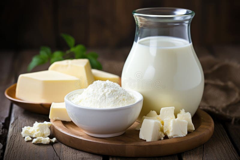 From Farm To Table with Homemade Milk Products. AI Generated Stock ...