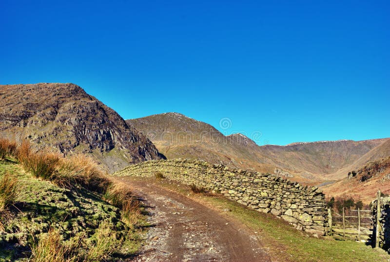 Farm Track and Old Stone Wall Stock Image - Image of lonely, solitude ...