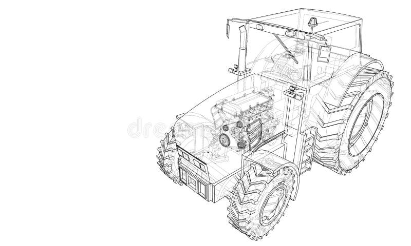 Farm Tractor Concept stock illustration. Illustration of field - 190711026