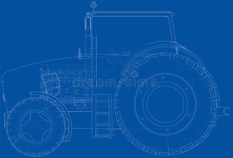 Farm Tractor Concept. Vector Stock Vector - Illustration of wireframe ...