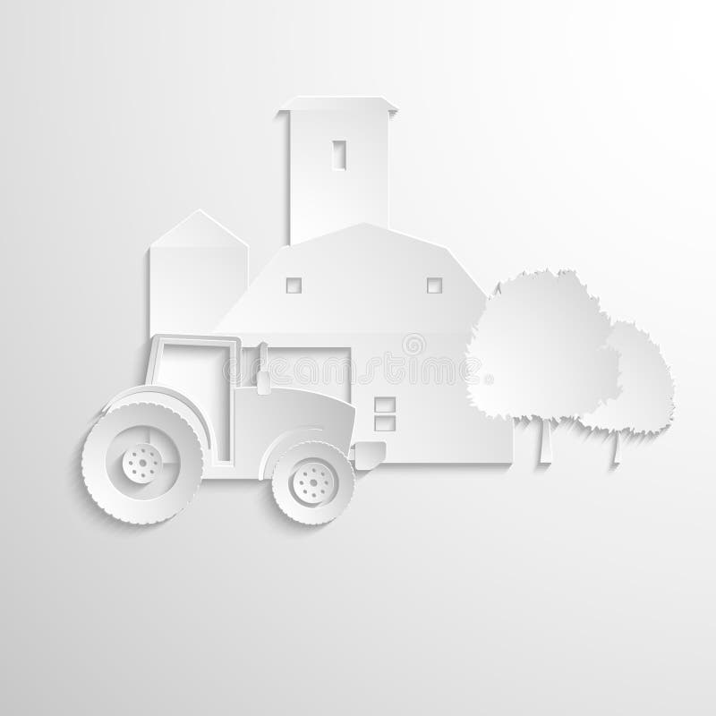 Farm Tractor Cut Paper Design Background Stock Vector - Illustration of ...