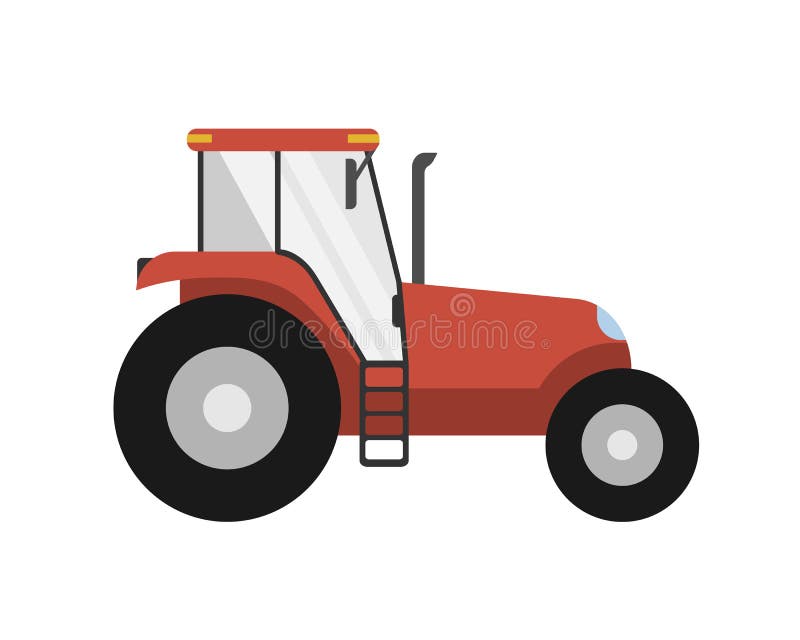 Farm Tractor, Side View, Flat Vector Illustration Stock Vector ...