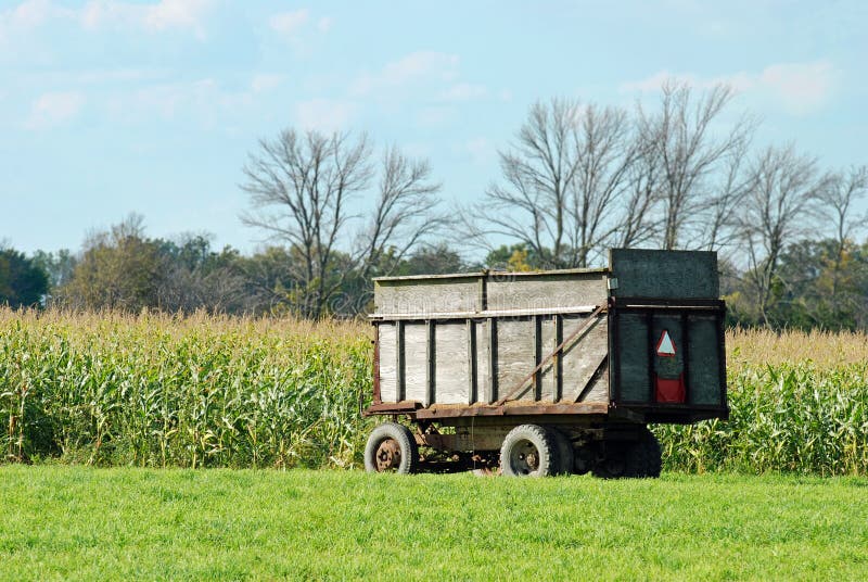 Farm Trailer by a Corn Field Stock Photo - Image of rural, ontario ...