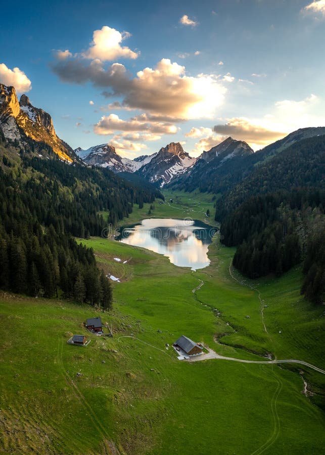 A farm in the valley stock image. Image of scene, panorama - 269206933