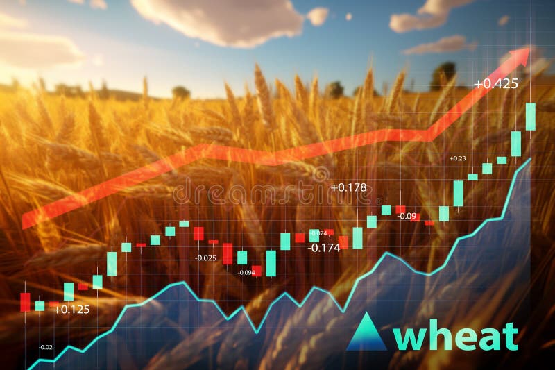 Farm with Vast Fields of Grain with Graph Stock Photo - Image of ...