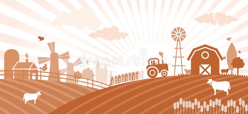 Morning on the Farm stock illustration. Illustration of silo - 2997606