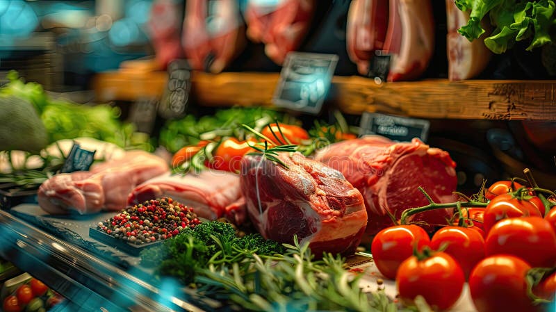 Farm Vegetables, Meat, Fish on the Table. Selective Focus. Stock Photo ...