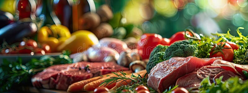 Farm Vegetables, Meat, Fish on the Table. Selective Focus. Stock Image ...