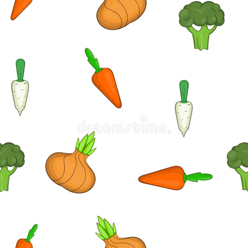 Farm Vegetables Pattern, Cartoon Style Stock Vector - Illustration of ...