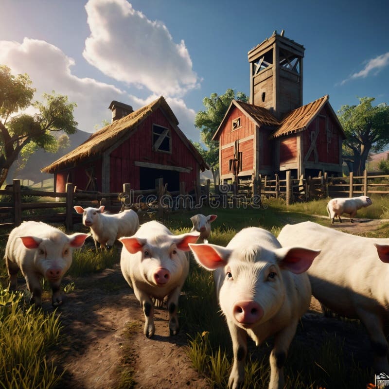 Animal Farm Wallpaper Desktop in 8k Stock Illustration - Illustration ...