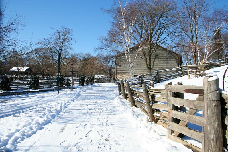Farm in the Winter stock image. Image of sunny, wooden - 1061193